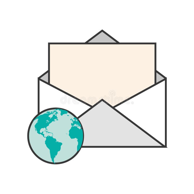 Message Envelope and Earth Globe Icon Stock Vector - Illustration of ...