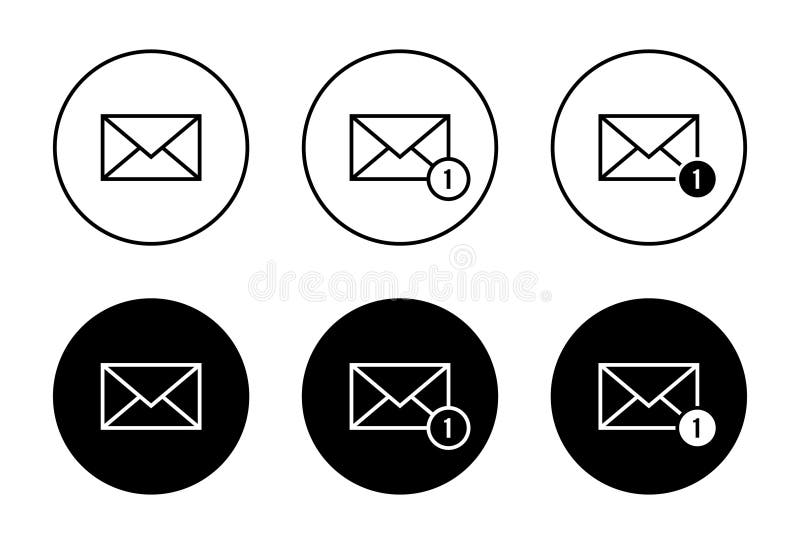 Message Envelope Notification Outline Icon on Black Circle. Email, Mail ...
