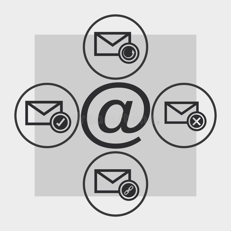 Message Envelope and at Symbol Icons Stock Vector - Illustration of ...