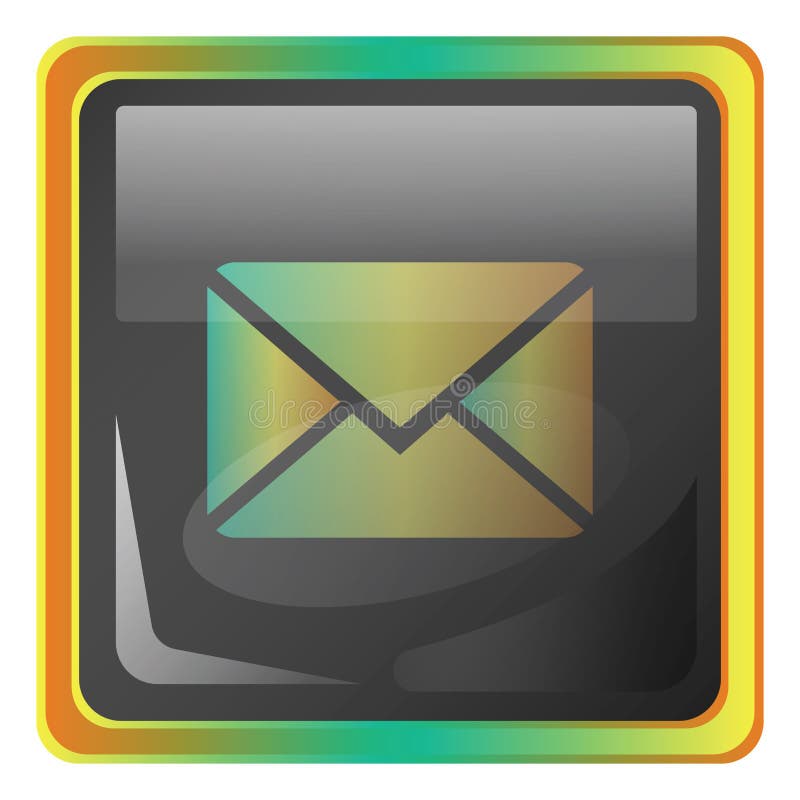 Message Grey Square Vector Icon Illustration with Yellow and Green ...