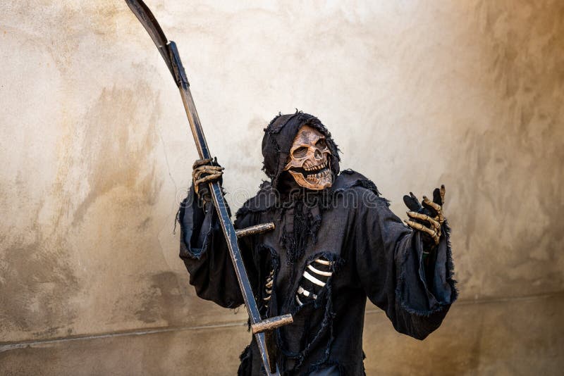 Message of a Grim Reaper Stretching Hand Stock Photo - Image of black ...