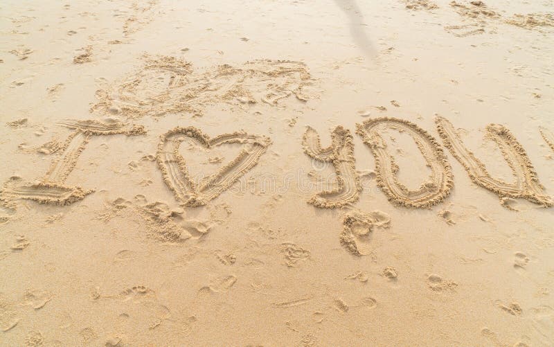 Message I Love You on the Sand Stock Image - Image of sunny, golden ...