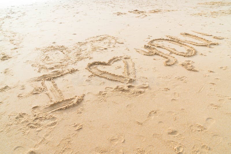 Message I Love You on the Sand Stock Photo - Image of miss, honeymoon ...