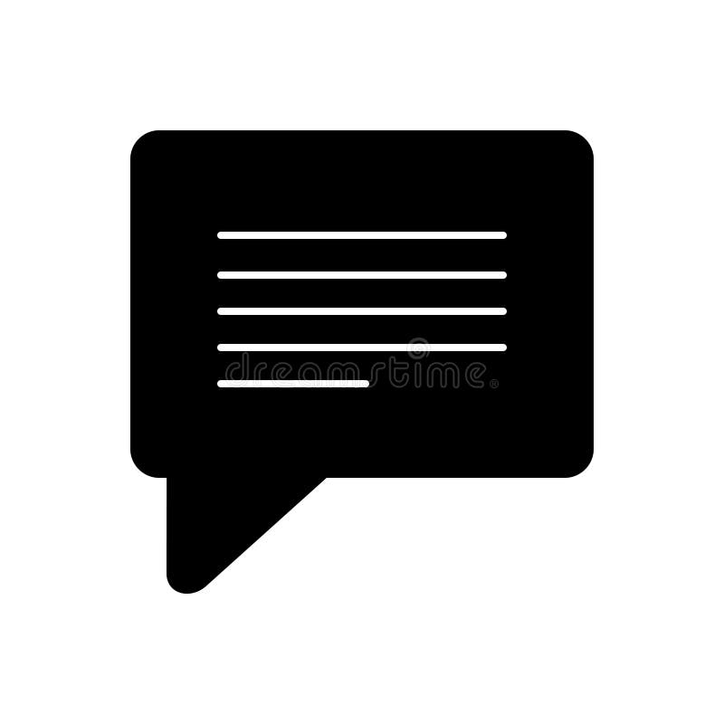 Black Solid Icon for Message, Chat and Sms Stock Vector - Illustration ...