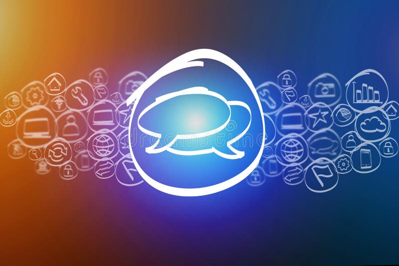 Message Icon Mixed in a Cloud of Icon Isolated on a Background Stock ...