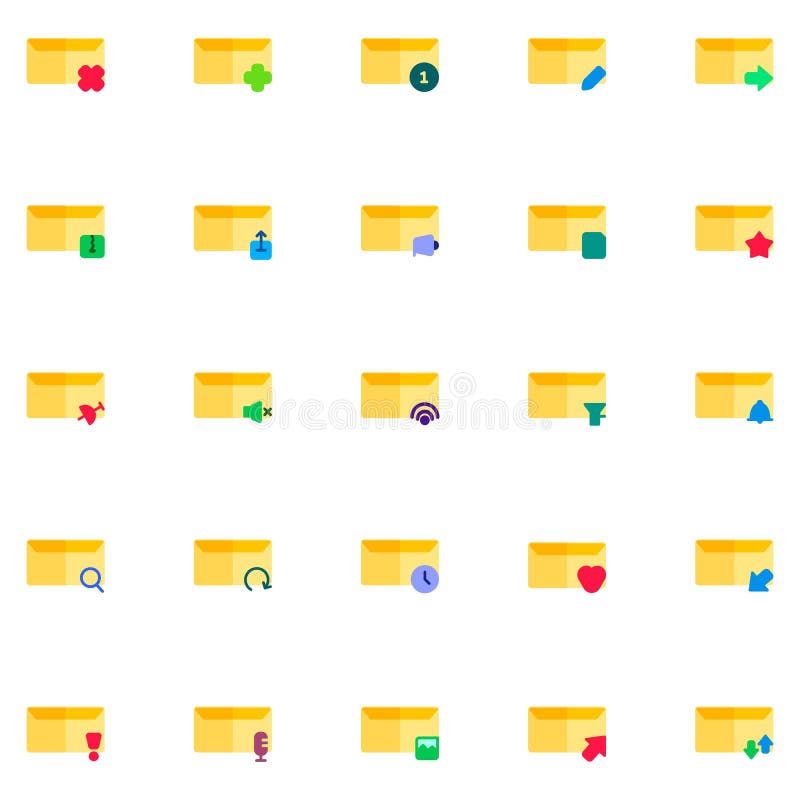 Message Icon Set Design Flat Style Part 2 Stock Vector - Illustration ...