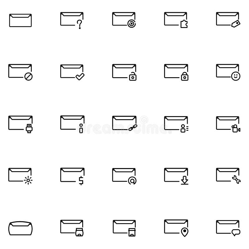 Message Icon Set Design Line Style Part 1 Stock Vector - Illustration ...