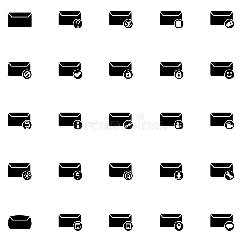 Message Icon Set Design Solid Style Part 1 Stock Vector - Illustration ...