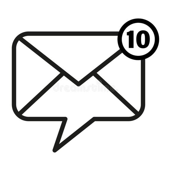 Message Icon Ten. New Email Notification. Speech Bubble Symbol. Vector ...