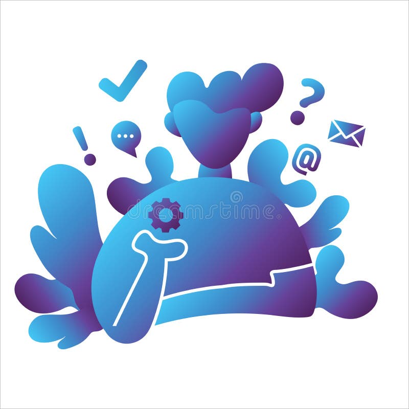 Message Ilustration Concept. Men People Holding Setting Icon and ...