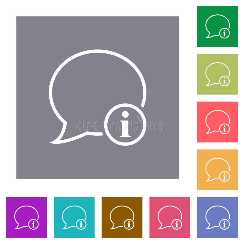 Message Info Outline Square Flat Icons Stock Vector - Illustration of ...