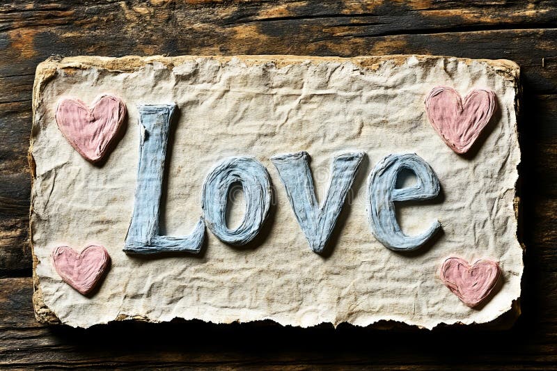 A Message of Love Encircled by Paper Hearts Against a Textured Backdrop ...