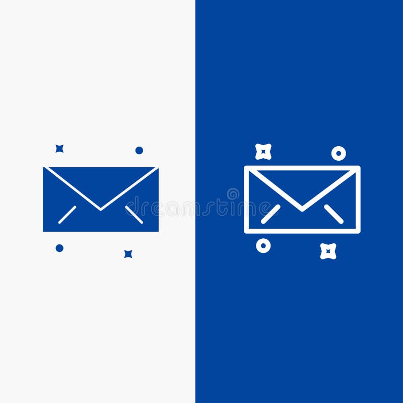 Message, Mail, Email Line and Glyph Solid Icon Blue Banner Line and ...
