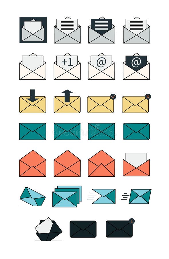 Message Mail Icon Vector Set Stock Vector - Illustration of mobile ...