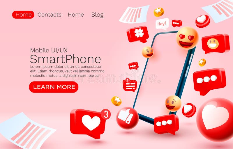 Message with Many Icons, Chat for Communication of People, Landing Page ...