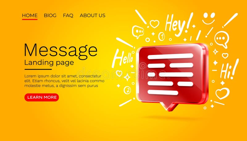 Message with Many Icons, Chat for Communication of People. Vector Stock ...