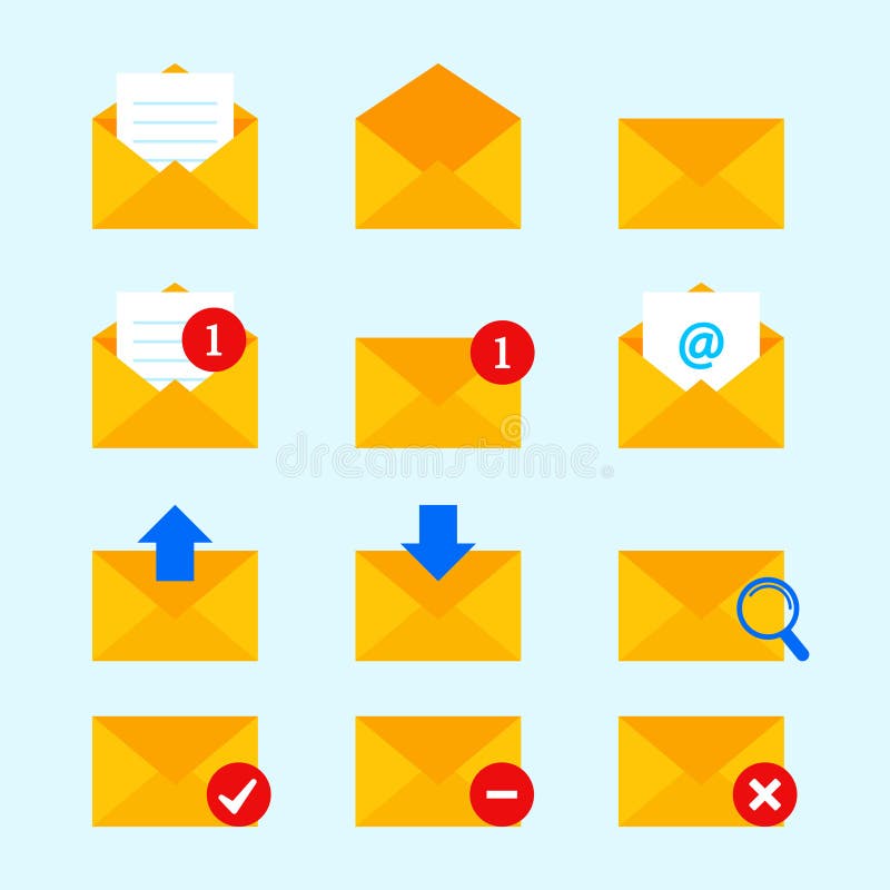 Message Notification Icon Set in Animated Vector Illustration Stock ...