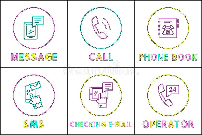 Message and Phone Book Set Vector Illustration Stock Illustration ...