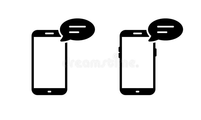 Message Phone Icon. Speech Bubble with Smartphone Sign Symbol Stock ...
