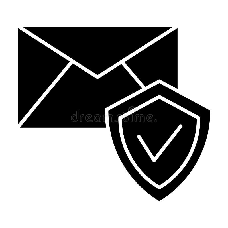 Message Protection Line and Glyph Icon. Envelope and Shield Vector ...