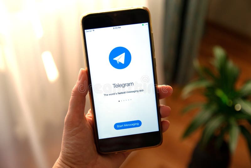 Message and Registration of Telegram Application Hand Editorial Image ...