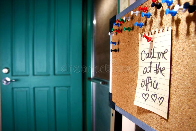 Message or Reminder Board with Call Me at the Office Note Stock Image ...