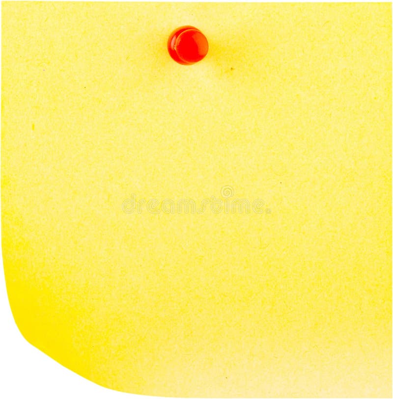 Yellow Sticky Note with Pin - Isolated Stock Image - Image of paper ...