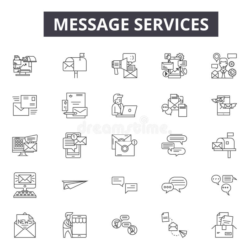 Message Services Line Icons, Signs, Vector Set, Linear Concept, Outline ...