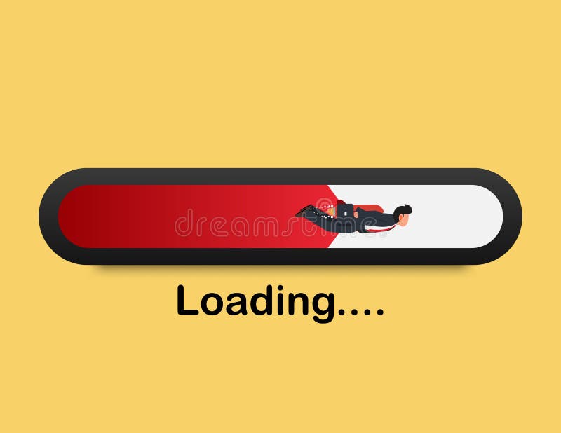 Message Showing a Loading Bar and Businessman Flying with Rocket ...