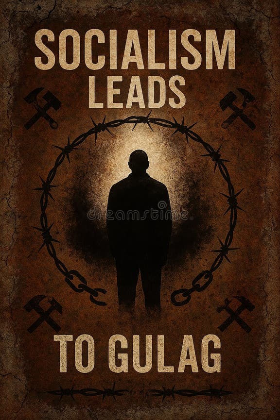 Message about Socialism and Its Consequences with a Shadowy Figure in ...