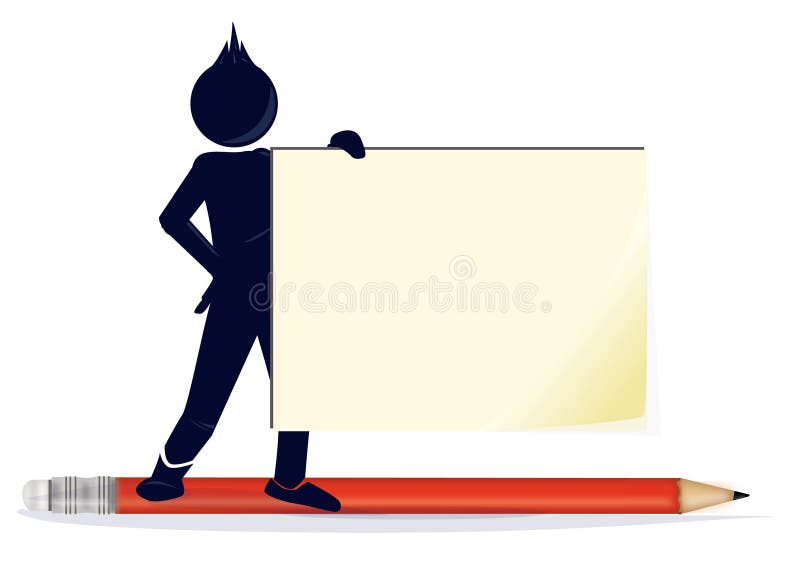 Message stick and a pencil stock illustration. Illustration of cartoon ...