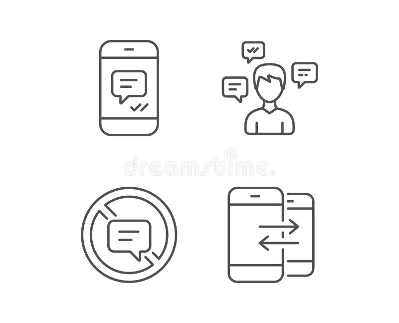 Stop Talking Line Icon. Chat Message or SMS. Stock Vector ...