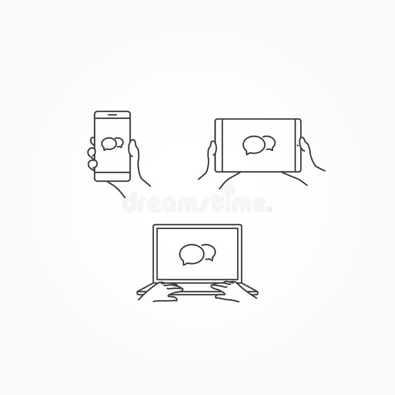 Message Texting Icon on Phone, Tablet & Laptop Stock Vector ...