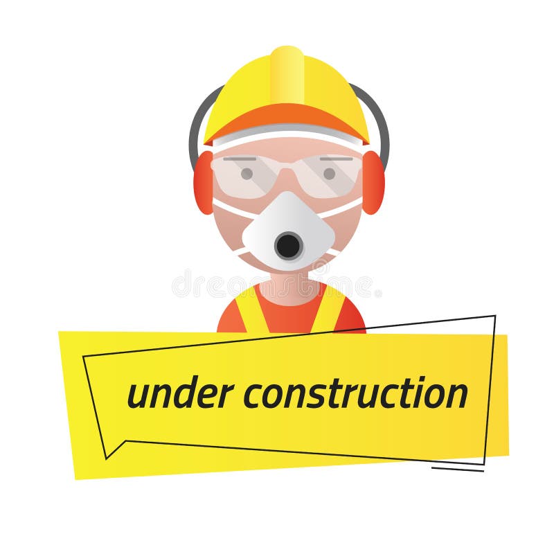 Man Head Under Construction Stock Illustrations – 112 Man Head Under ...