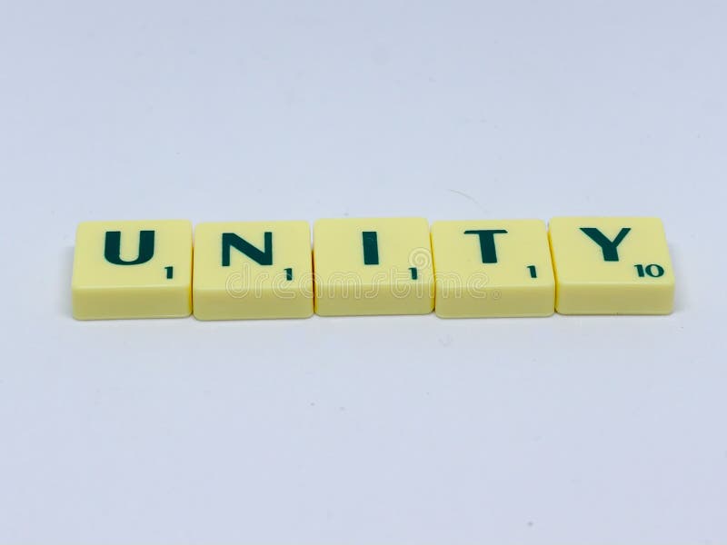 Unity in Alphabet Letters and Playing Pieces from Board Games Stock ...