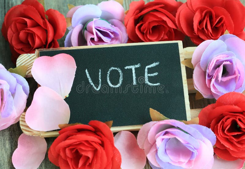Message of Vote with Flowers in the Background Stock Photo - Image of ...