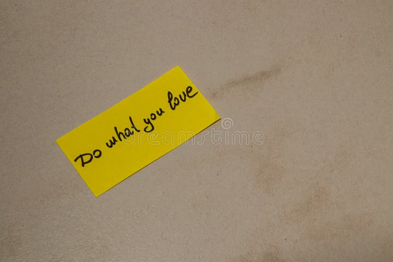 Message on a Yellow Note Encouraging Passion and Dedication To Dreams ...