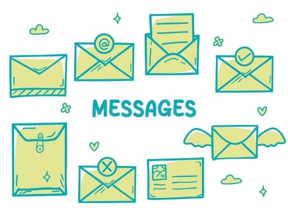 Set of Icons with Messages Theme. with Doodle Style. for Layout ...