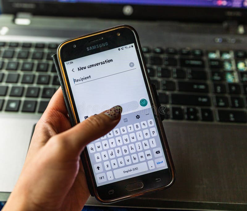 Messages Application, Start a New Conversation on Smartphone Screen ...