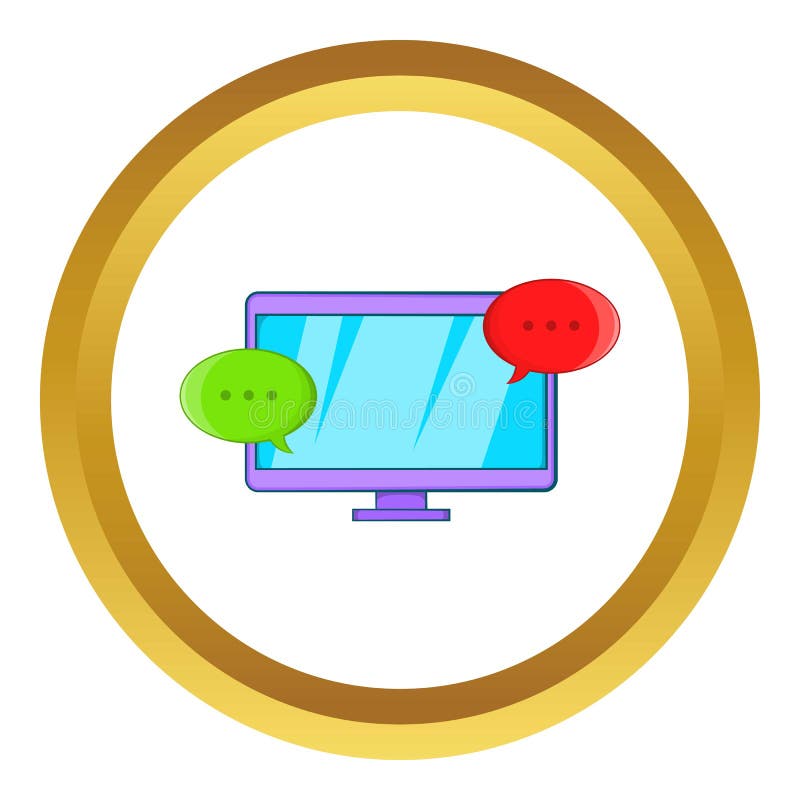 Messages on Computer Icon, Black Monochrome Style Stock Vector ...