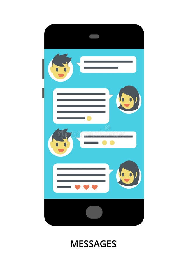 Messages Concept on Black Smartphone with Different User Interface ...