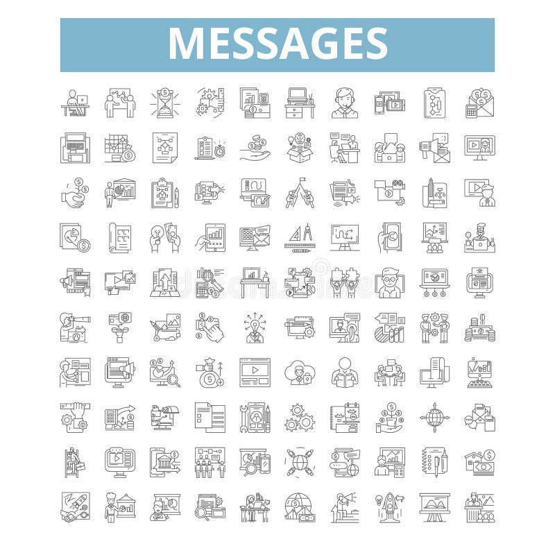 Messages Icons, Line Symbols, Web Signs, Vector Set, Isolated ...