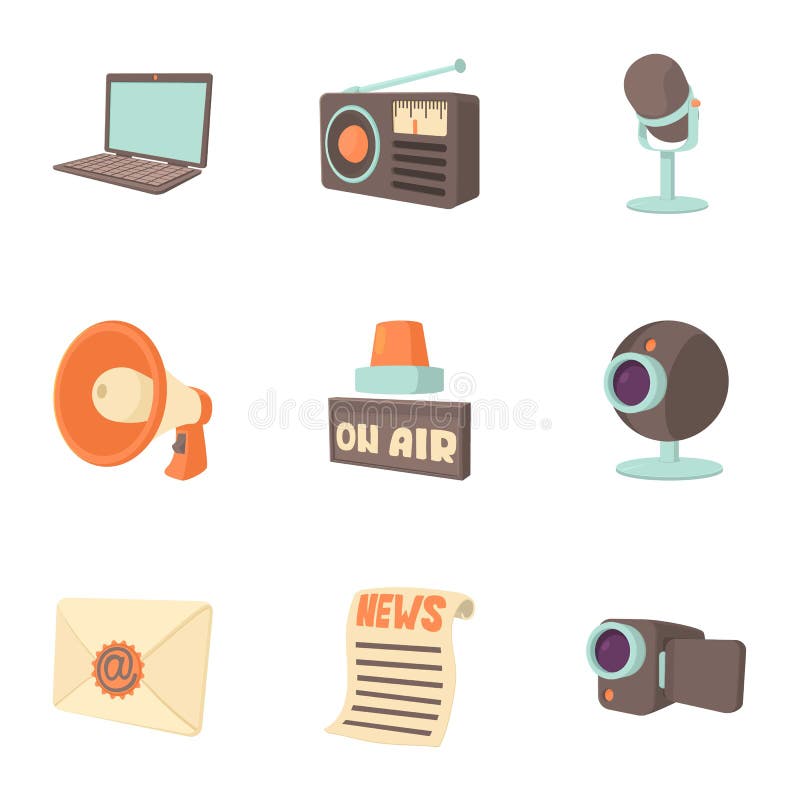 Messages Icons Set, Cartoon Style Stock Vector - Illustration of email ...