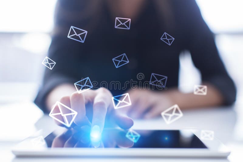 Messages Icons on Virtual Screen. Communication Concept. Stock Image ...