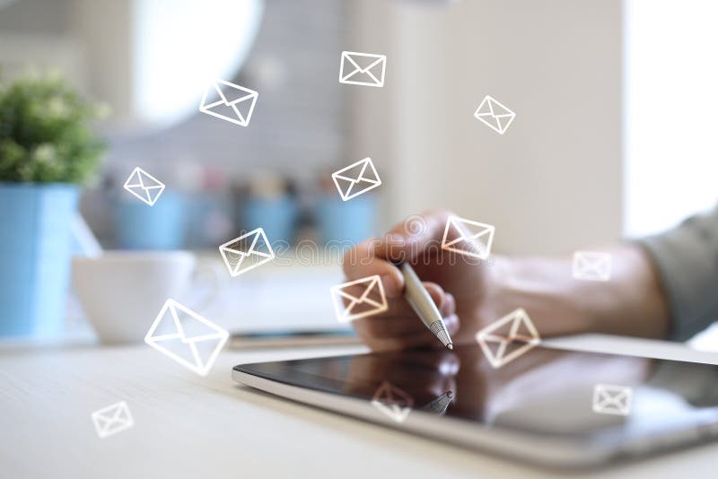 Messages Icons on Virtual Screen. Communication Concept. Stock Image ...