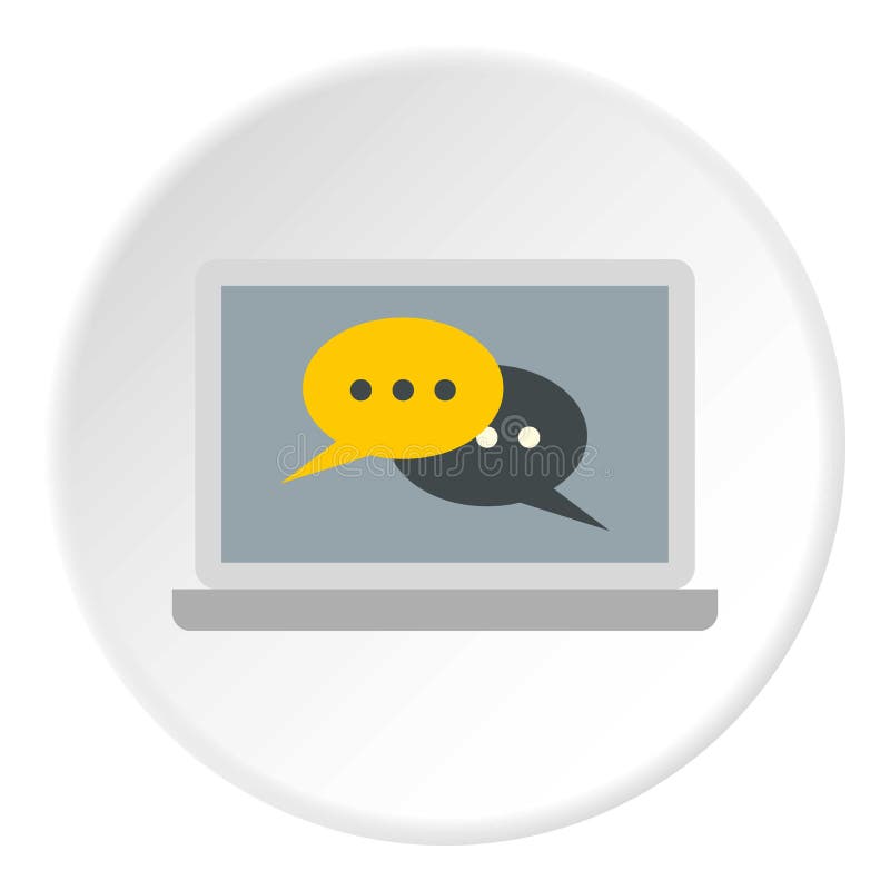 Messages on Laptop Icon, Flat Style Stock Vector - Illustration of ...