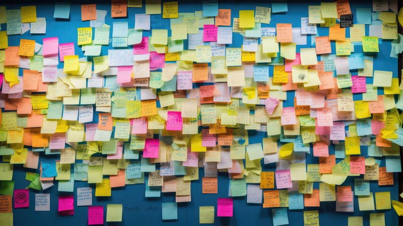 Messages sticky note wall stock illustration. Illustration of colorful ...