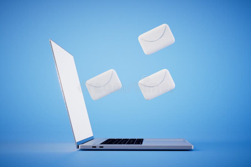 Messages on Your Smartphone. Mobile Phone and Icons of Messages on Blue ...