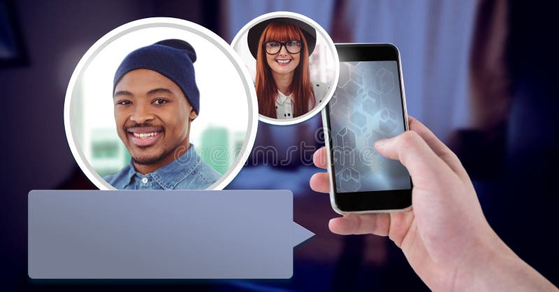 Messaging App on Phone in Hand with Chat Profiles Stock Image - Image ...