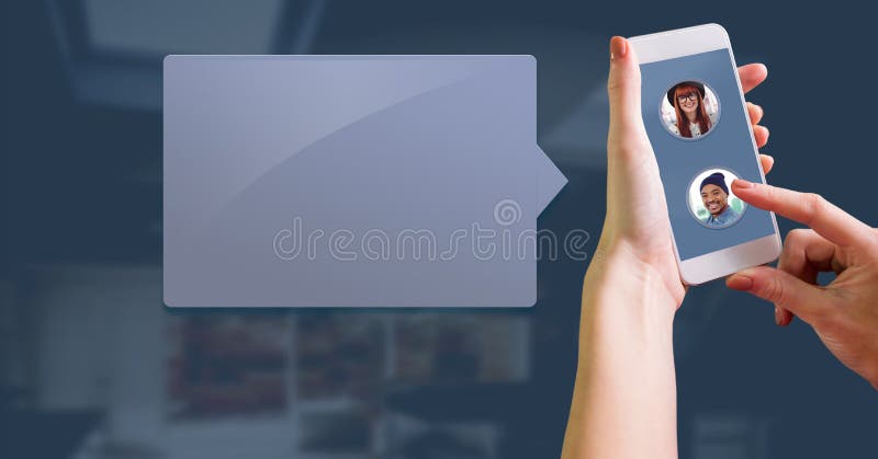 Messaging App on Phone in Hand with Chat Profiles Stock Image - Image ...